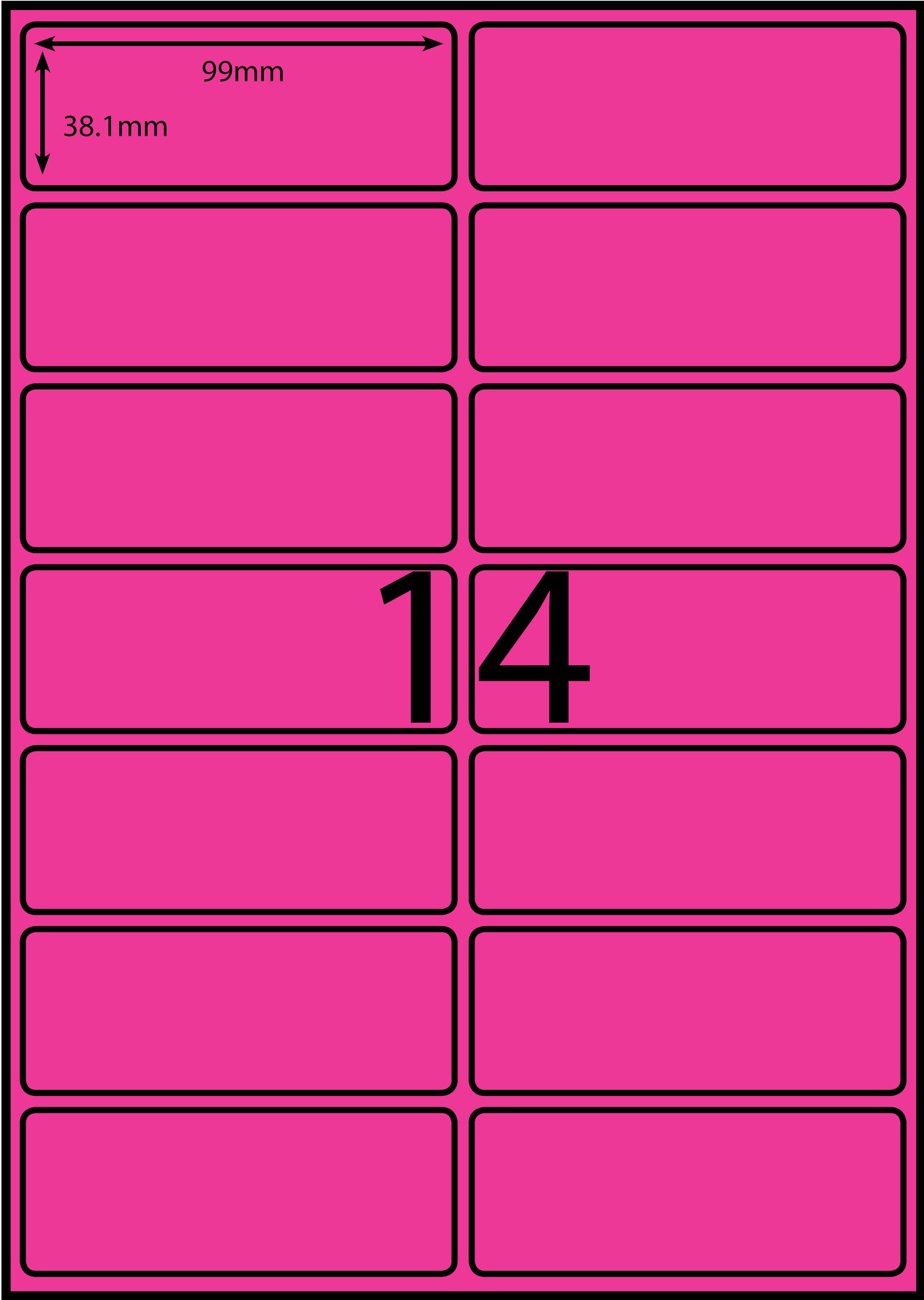 A4 Laser Label - 14up - 99x38.1mm - 100 per pack (Avery Code: L7163 ...