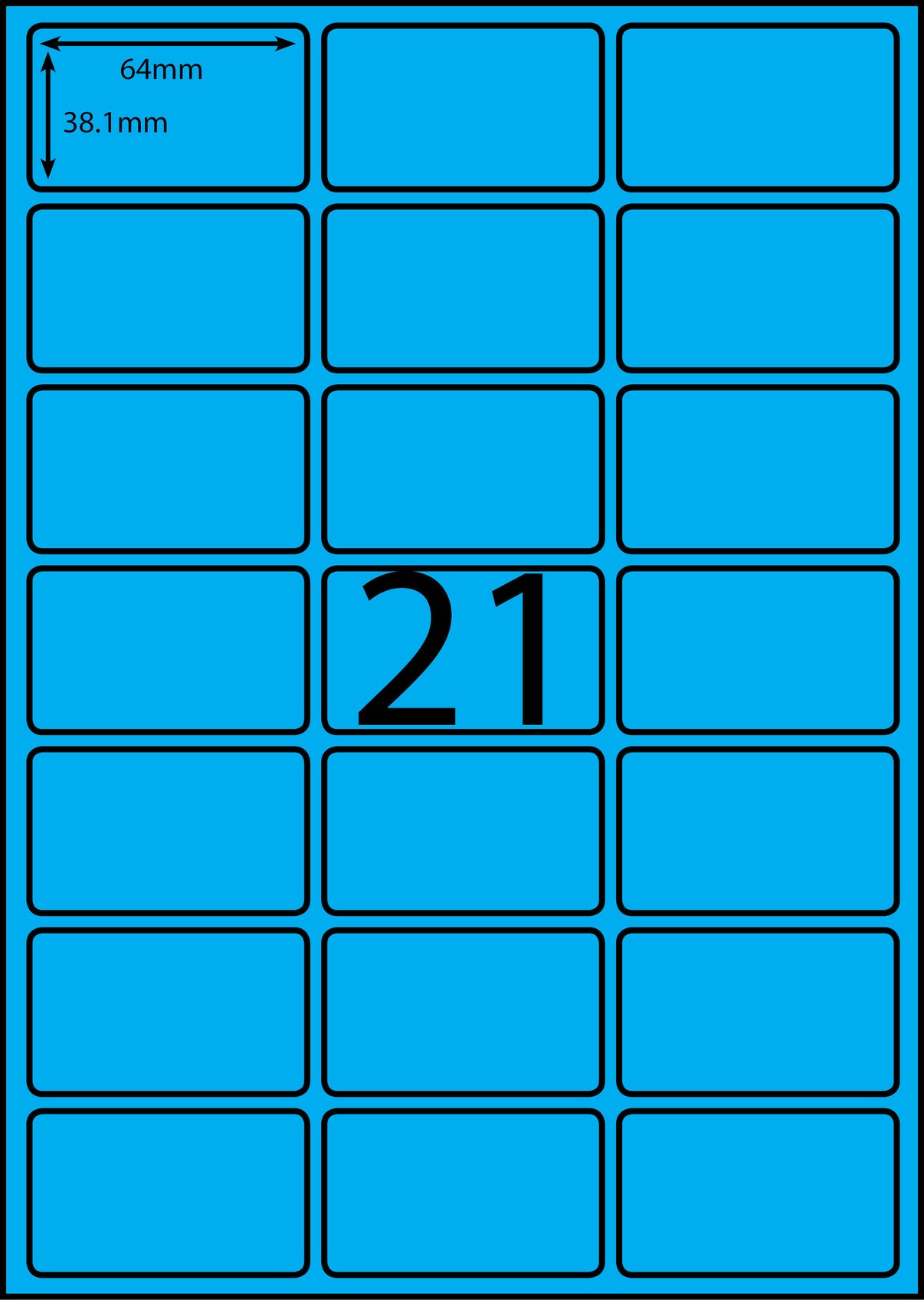 A4 Laser Label - 21up - 64x38.1mm - 100 per pack (Avery Code: L7160 ...