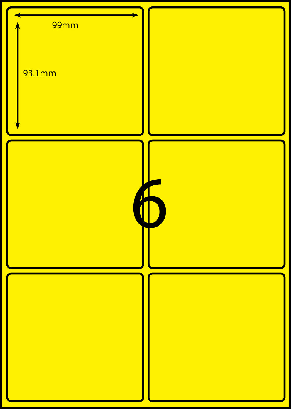 A4 Laser Label - 6up - 99x93.1mm - 100 per pack (Avery Code: L7166 ...