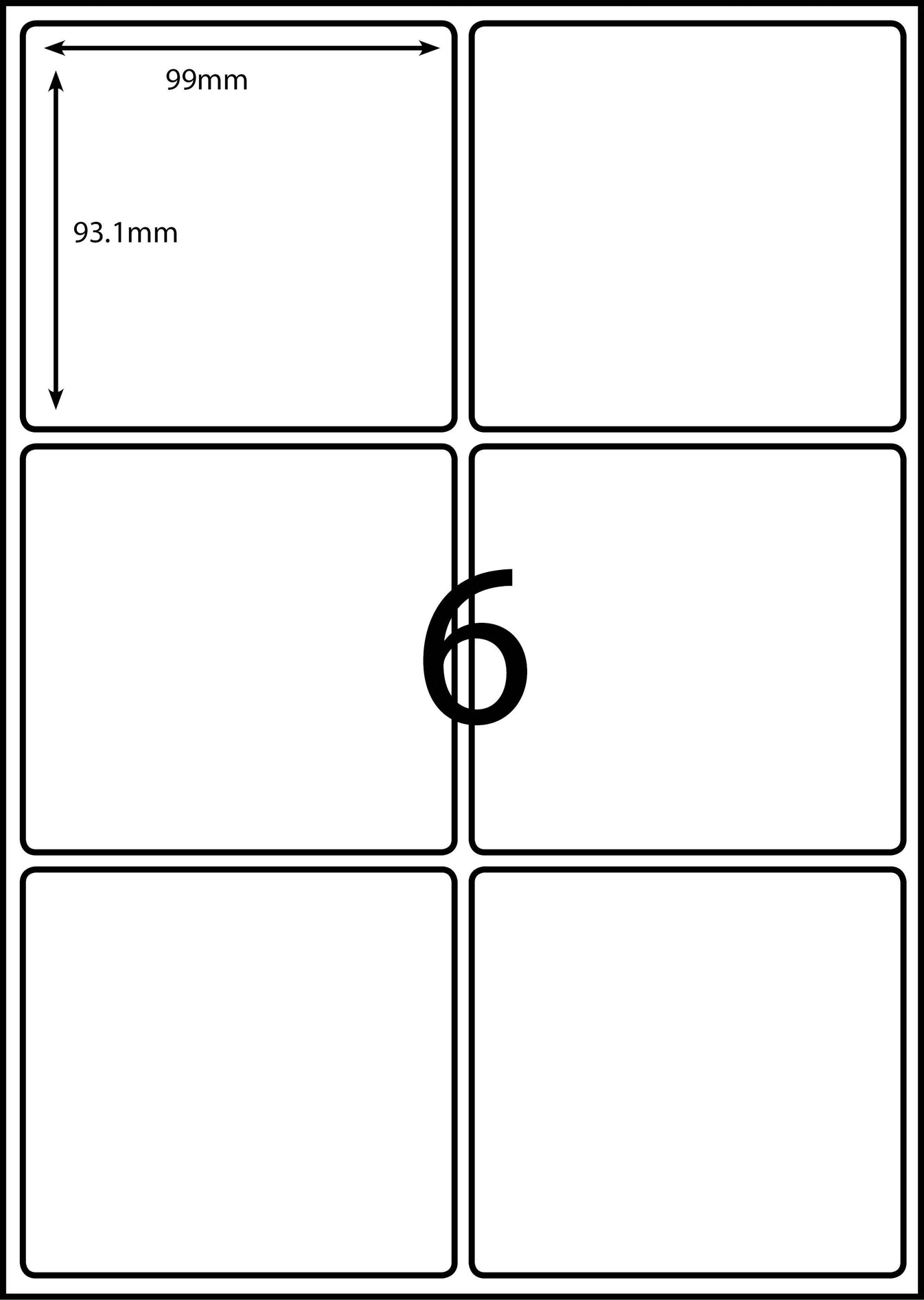 A4 Laser Label - 6up - 99x93.1mm - 100 per pack (Avery Code: L7166 ...