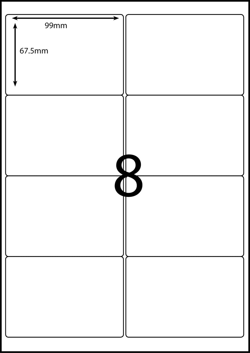 A4 Laser Label - 8up - 99x67.5mm - 100 per pack (Avery Code: L7165 ...