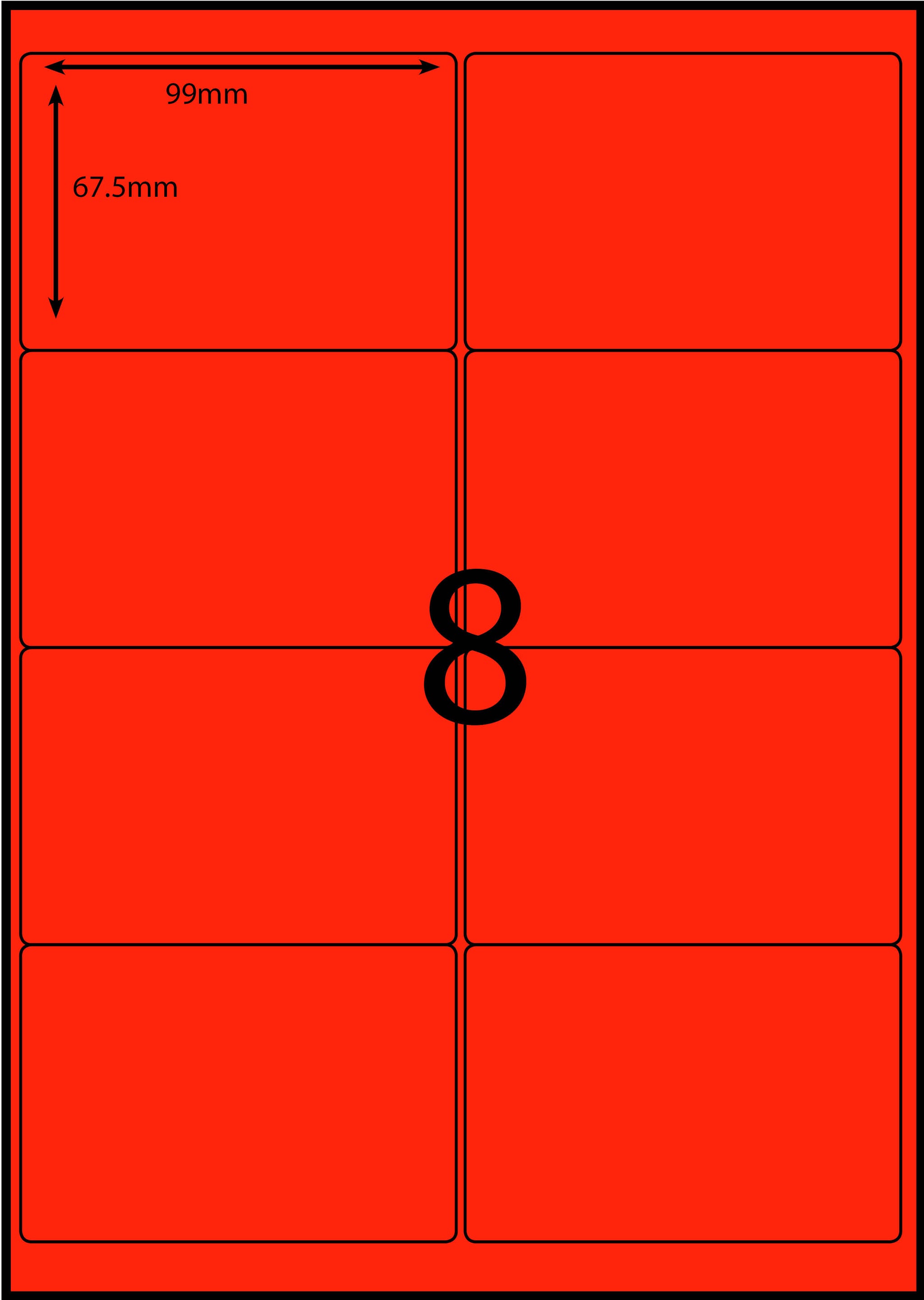 A4 Laser Label - 8up - 99x67.5mm - 100 per pack (Avery Code: L7165 ...